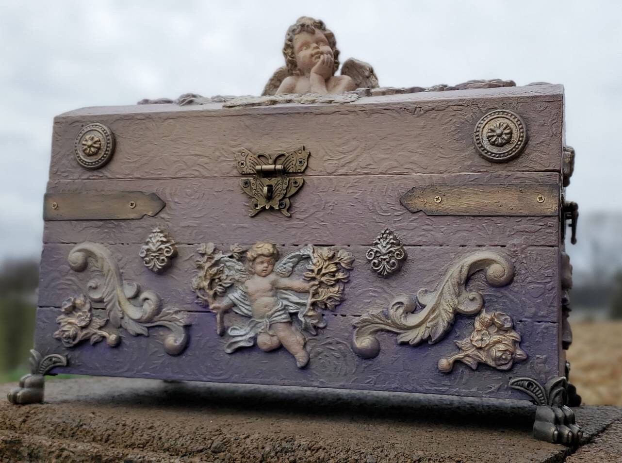 Refinished Cherub on A Bed of Roses Treasure Keepsake Jewelry - Etsy