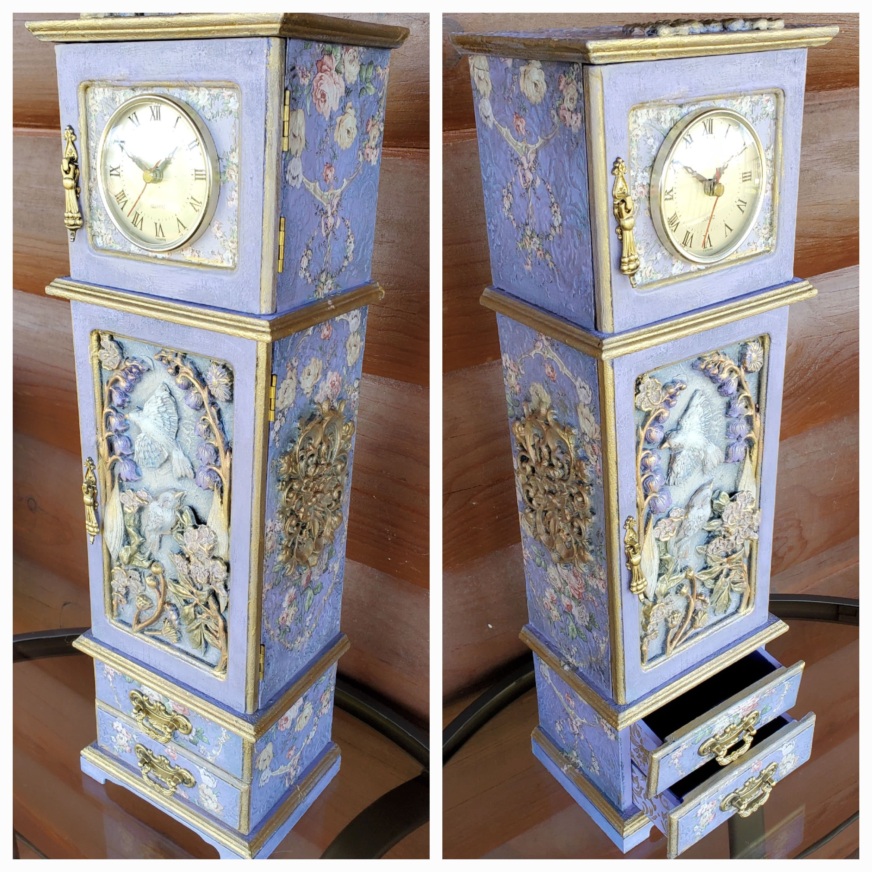 Refinished birdhouse Jewelry Box With Clock - Etsy