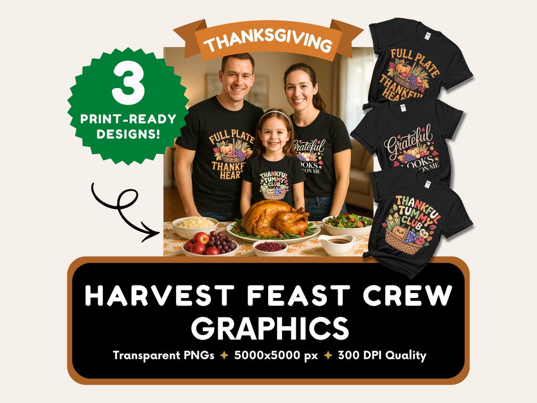Harvest Feast Crew Graphics: Family Thanksgiving Matching Shirts for ...