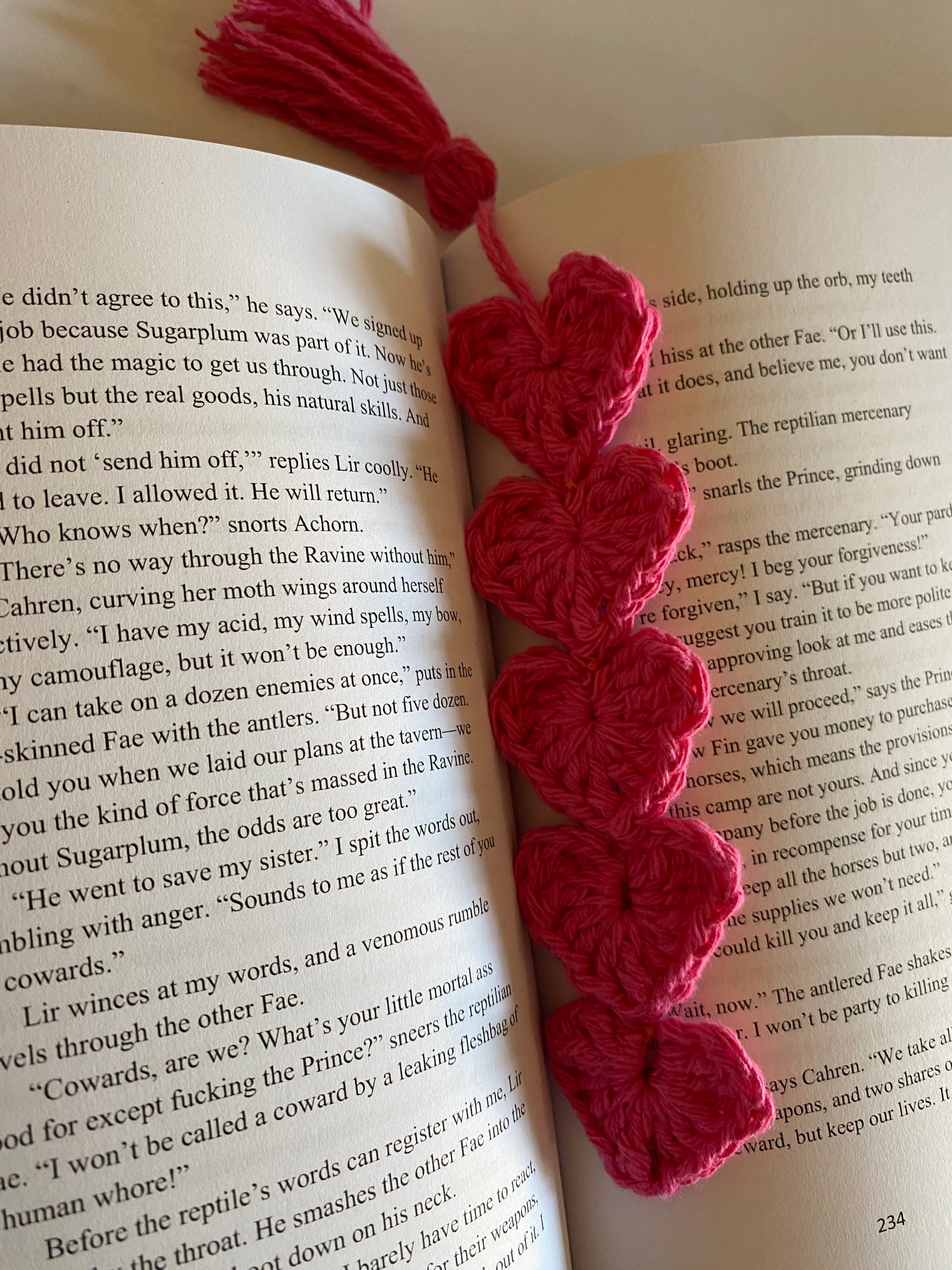 Crochet Heart Bookmark Valentines Gift - Etsy UK