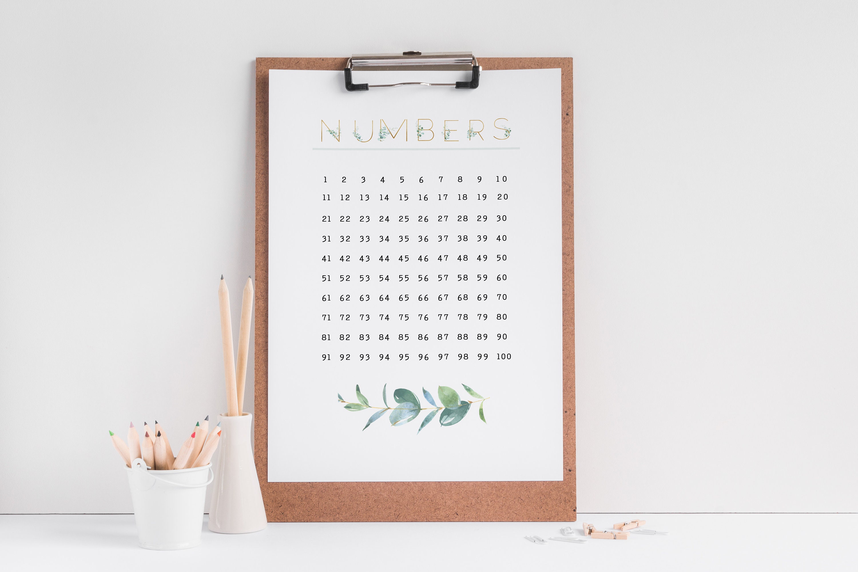 Number Chart Digital Download; Instant Printable Artwork; Number Chart ...