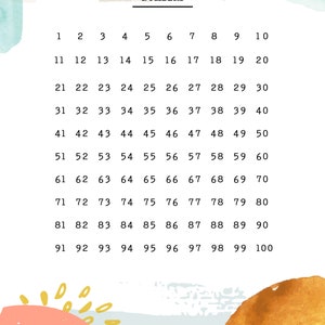 Number Chart Digital Download Instant Printable Artwork Number Chart 1 ...