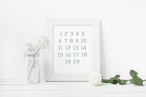 Number Chart Digital Download Instant Printable Artwork - Etsy Canada