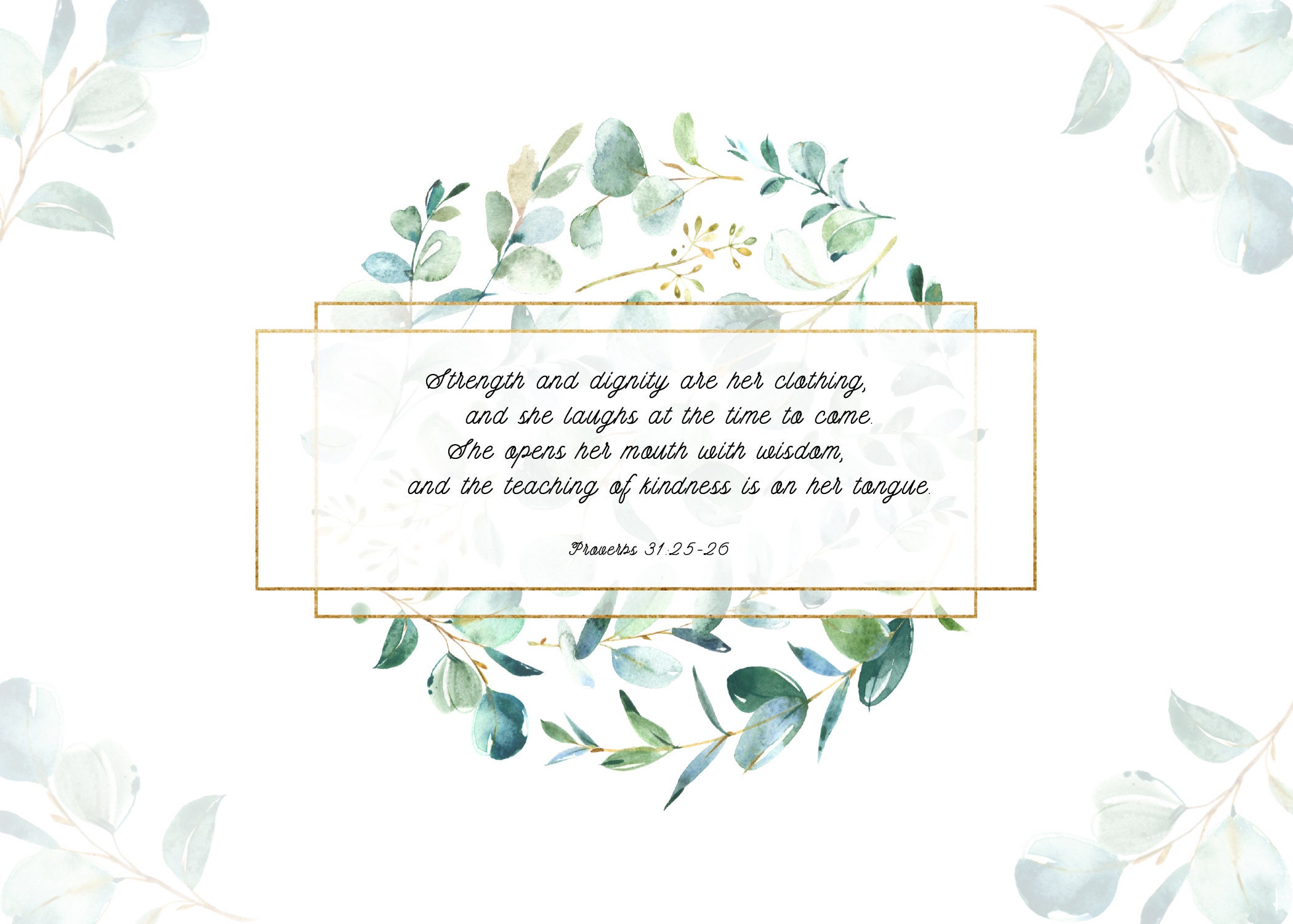 Proverbios 31:25-26 descarga digital; obras de arte imprimibles ...