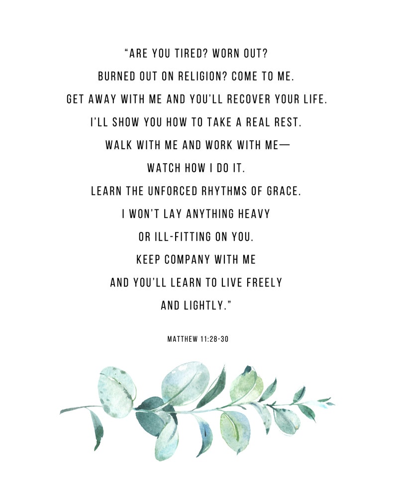 Matthew 11:28-30 Digital Download; Instant Printable Artwork - Etsy