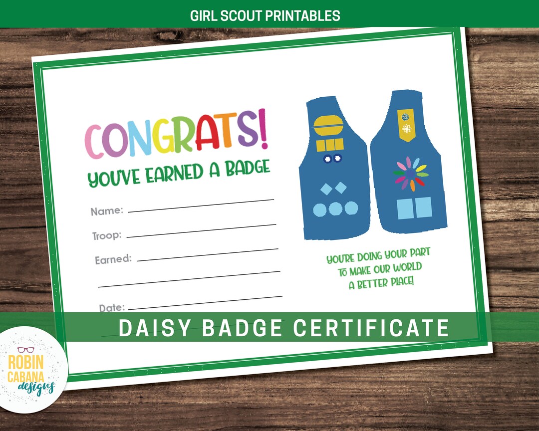 Daisy Badge Certificate - Etsy
