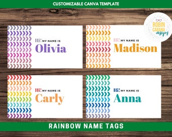Girl Scout Tie Dye Name Tags Canva Template - Etsy