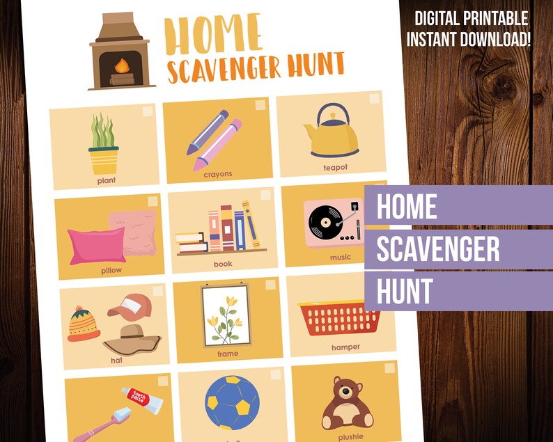 Home Scavenger Hunt for Kids Printable Game - Etsy