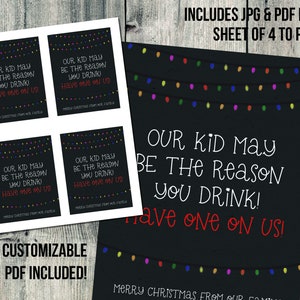 Teacher Gift Printable Christmas Wine Label customizable - Etsy