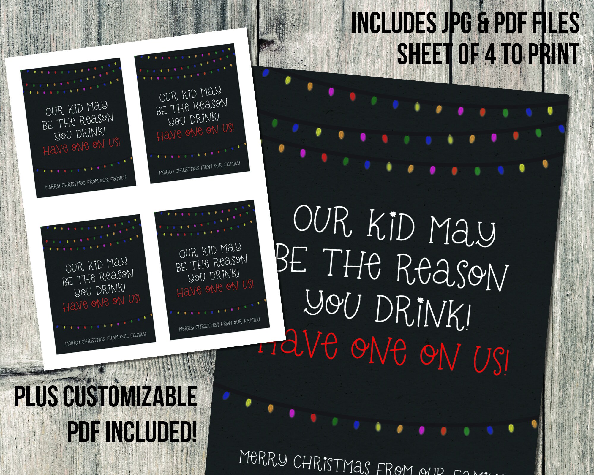 Teacher Gift Printable Christmas Wine Label customizable - Etsy