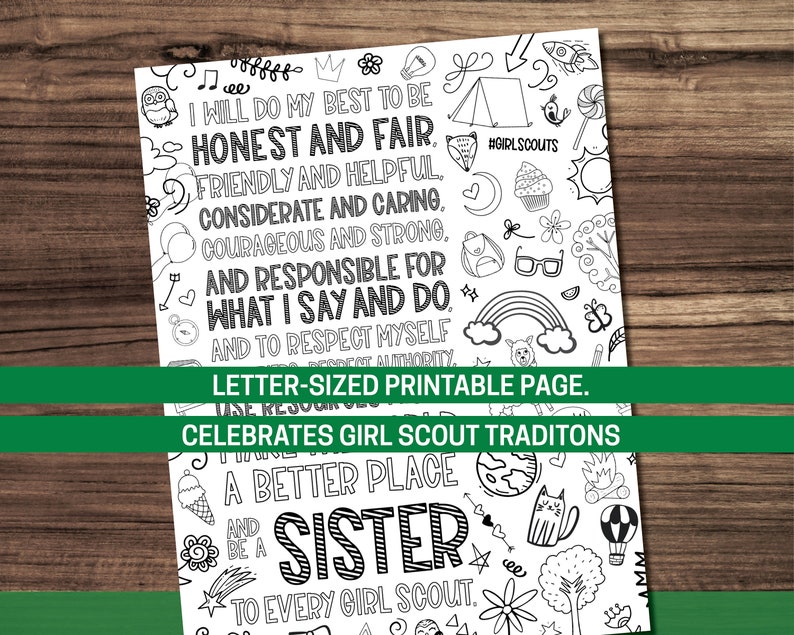 Girl Scout Coloring Page Bundle - Etsy