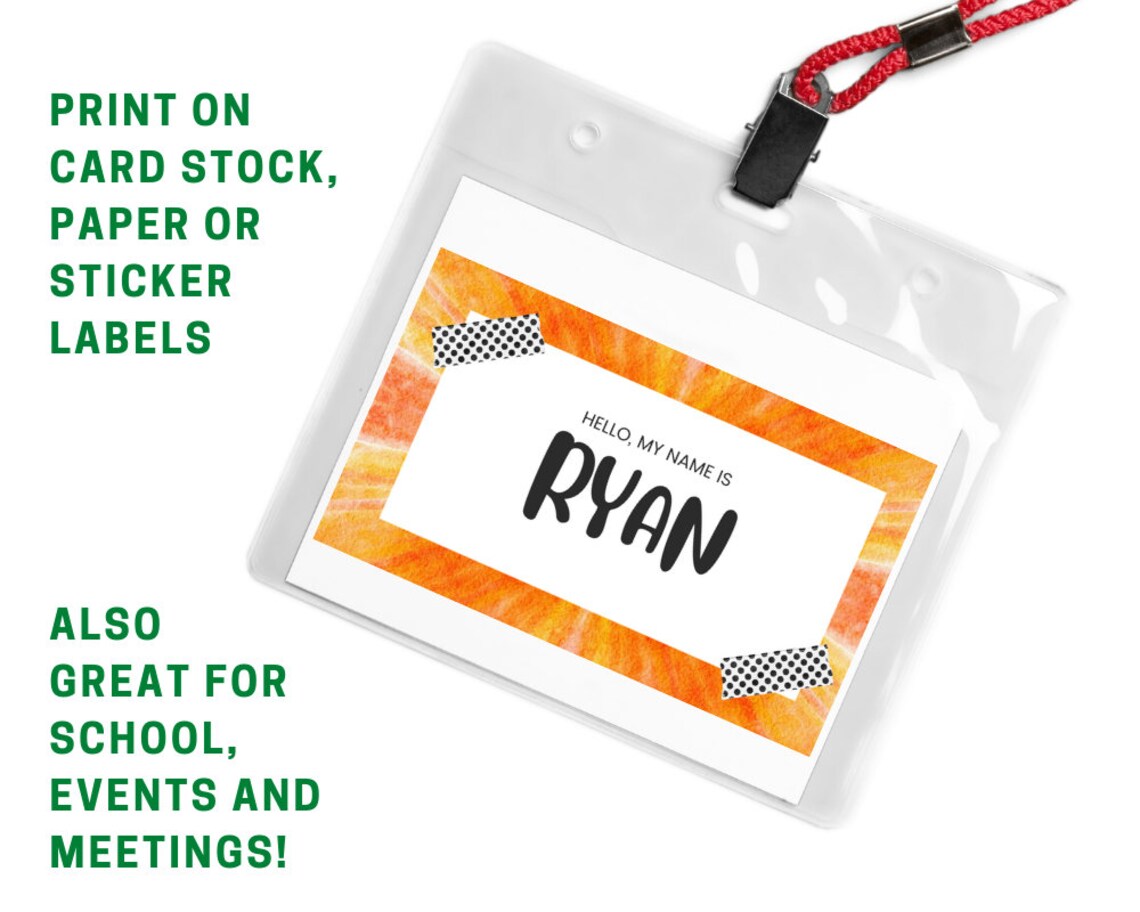 Girl Scout Tie Dye Name Tags Canva Template - Etsy