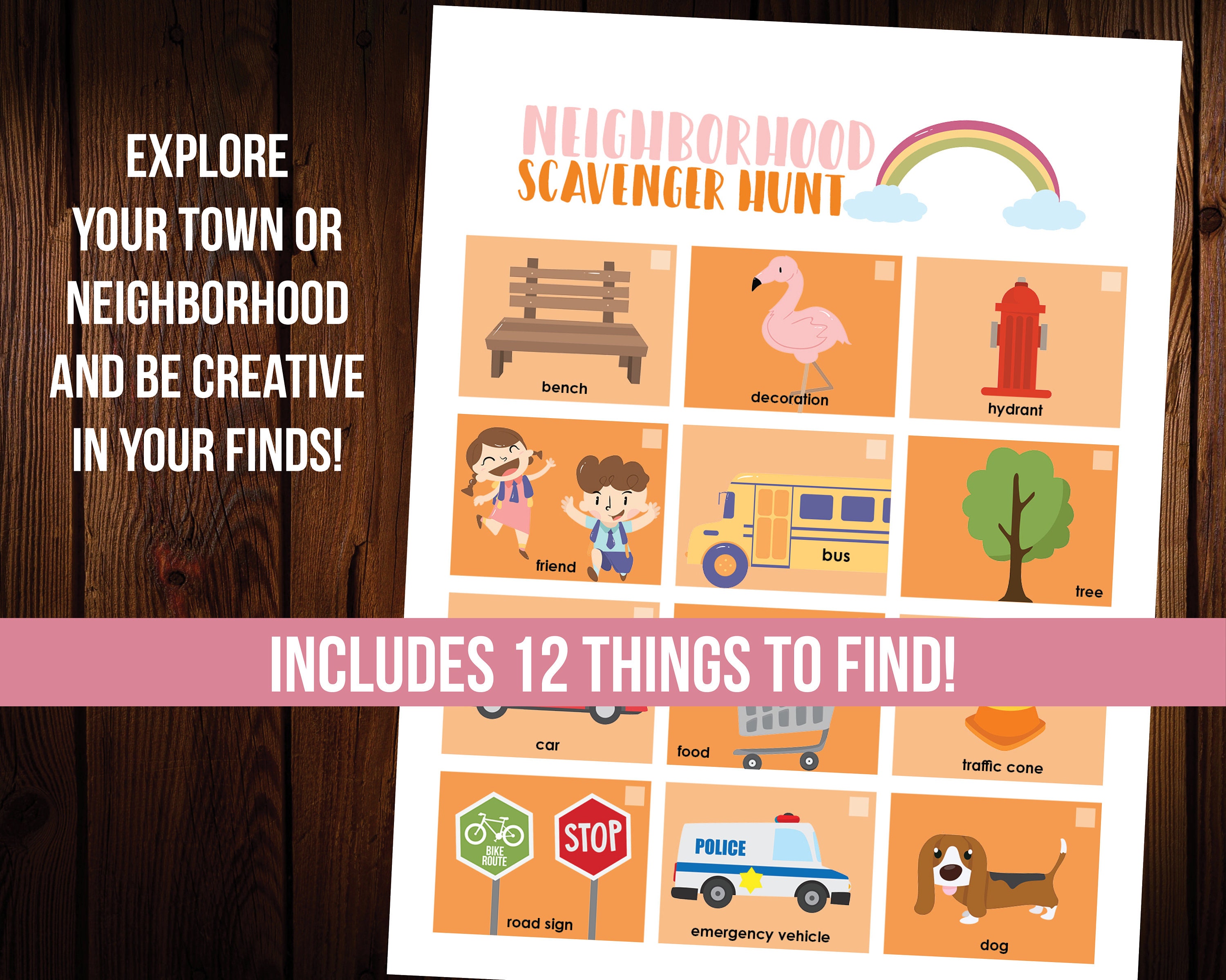 Neighborhood Scavenger Hunt for Kids - Printable Game - Etsy