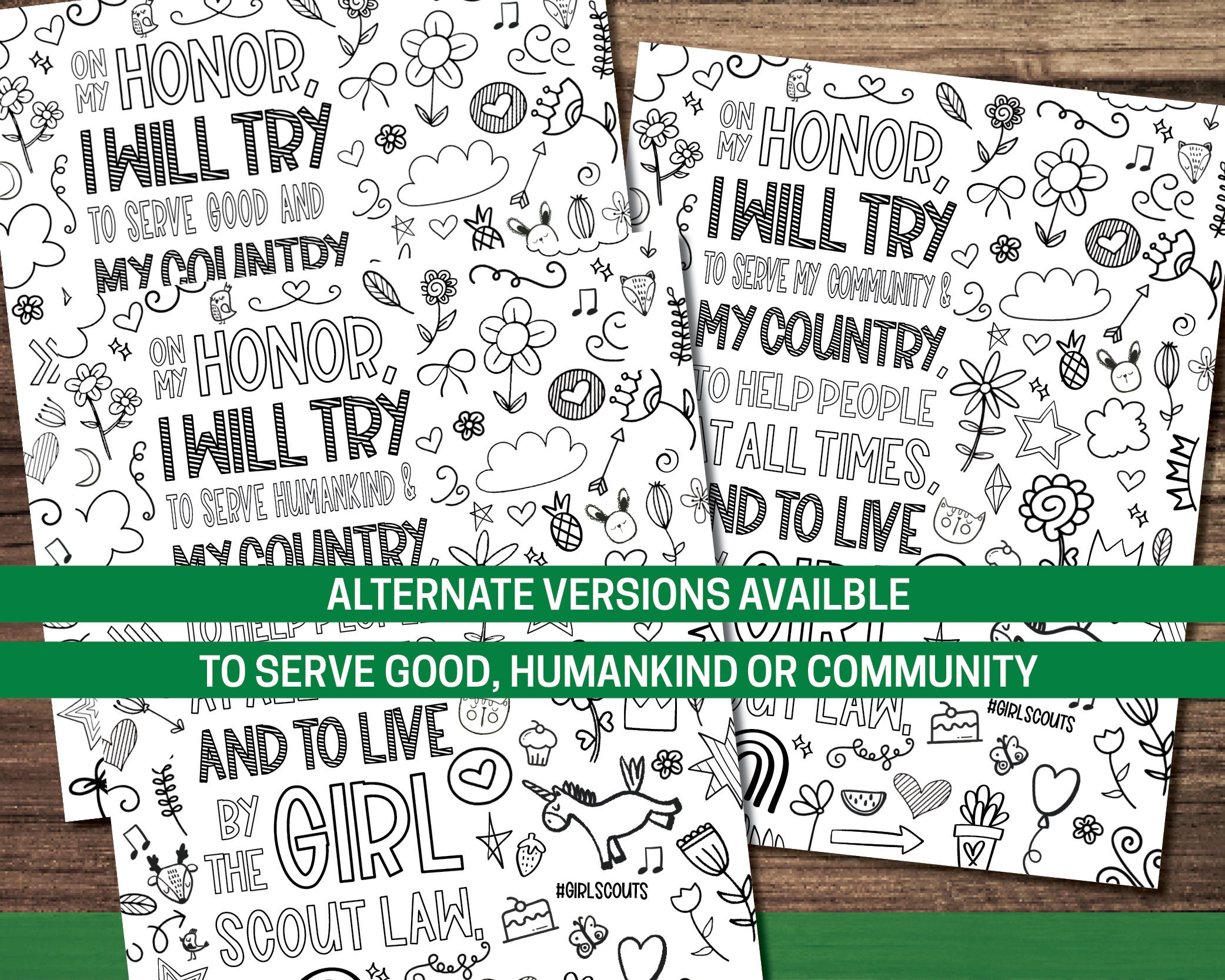 Girl Scout Law Coloring Sheets