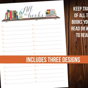 Reading Lists Book Log Printable Planner Pages - Etsy