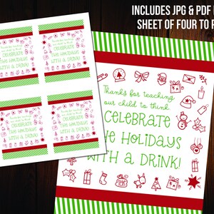 Teacher Christmas Gift Printable Wine Label - Etsy