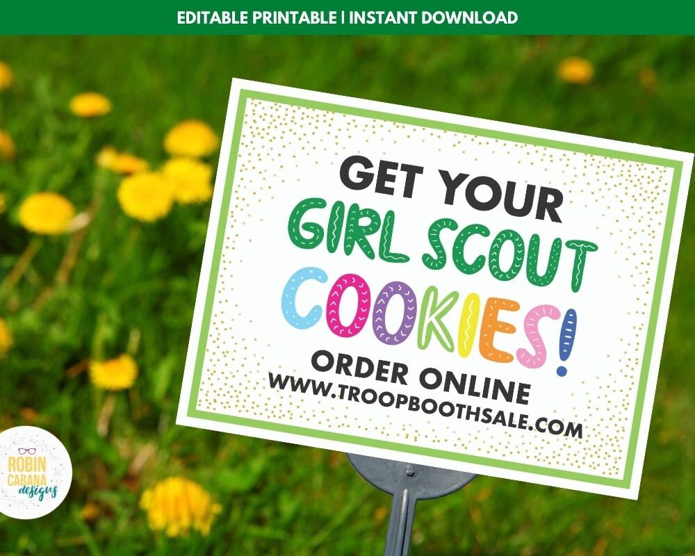 Girl Scout Cookie Lawn Sign - Editable and Printable File - Etsy