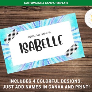 Girl Scout Tie Dye Name Tags - Canva Template - Etsy