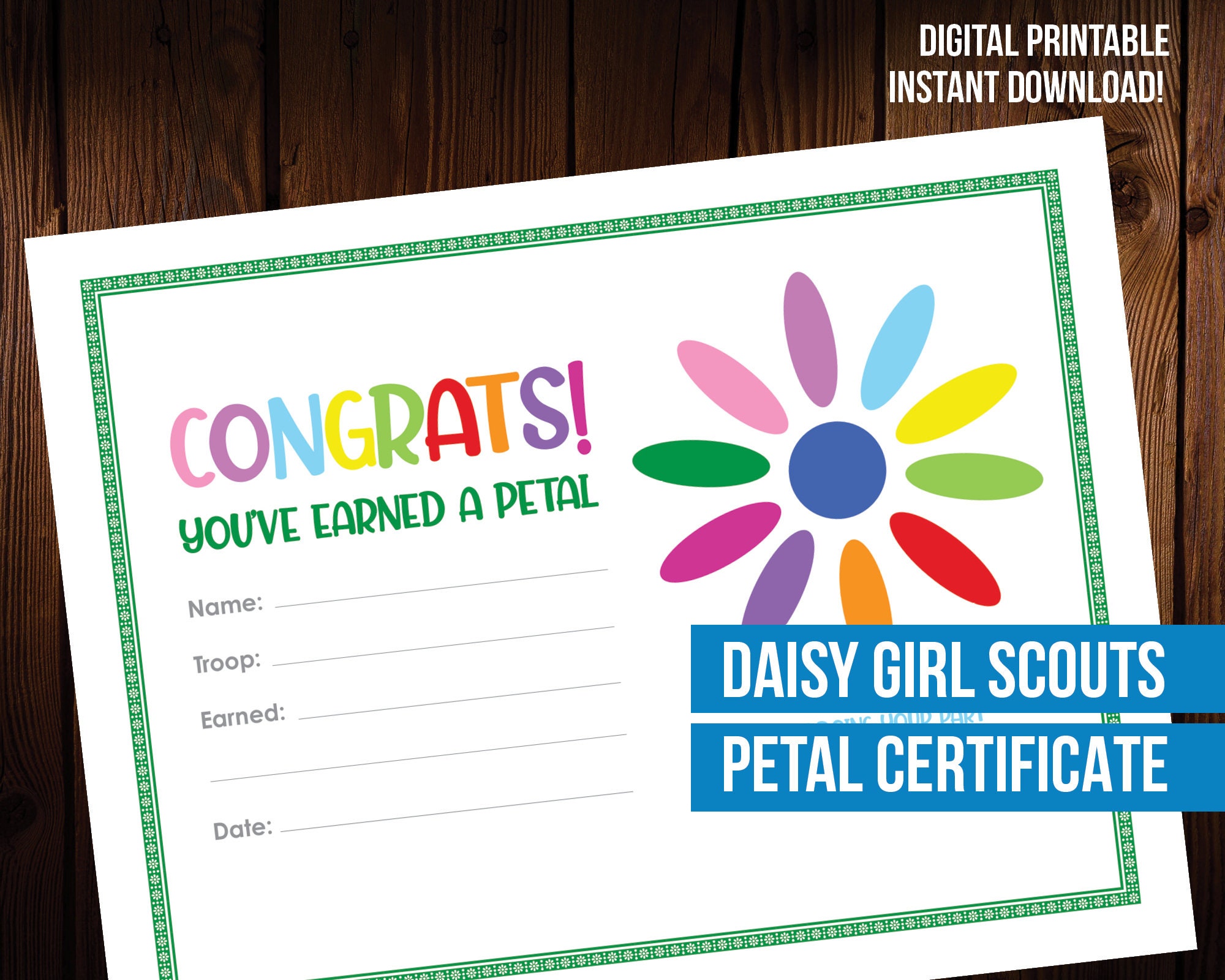 Girl Scout Daisy Petal Certificate