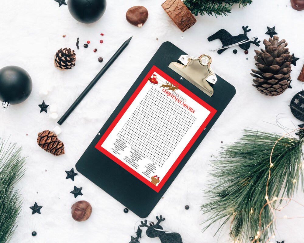 Christmas Movie Word Search Printable Game - Etsy