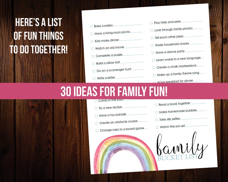 Family Fun Bucket List - Editable PDF Printable - Etsy
