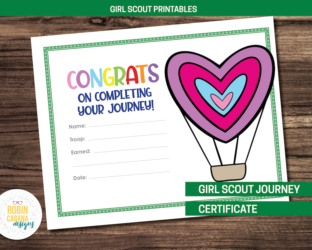 Girl Scout Journey Badge Certificate - Etsy