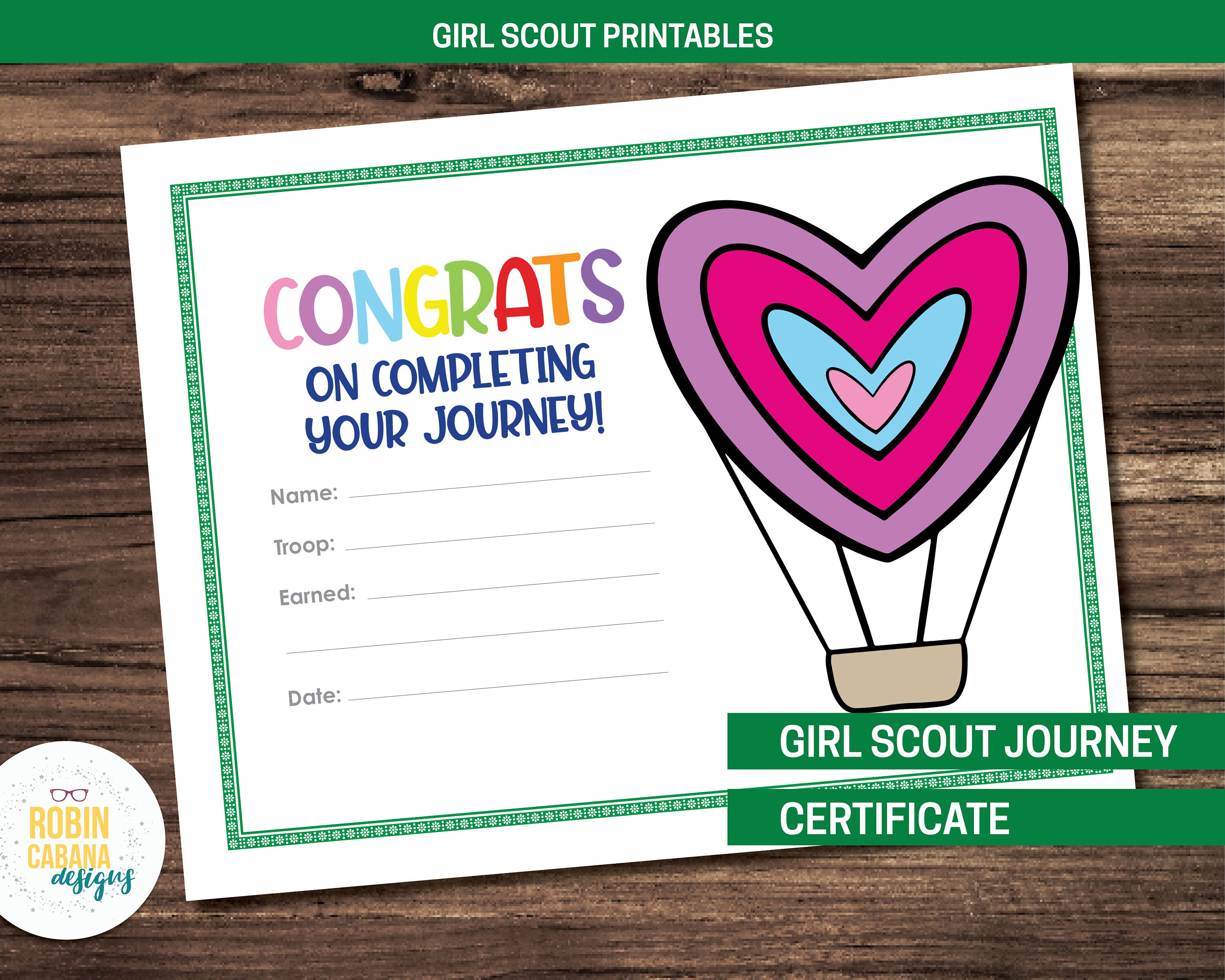 Girl Scout Journey Badge Certificate - Etsy