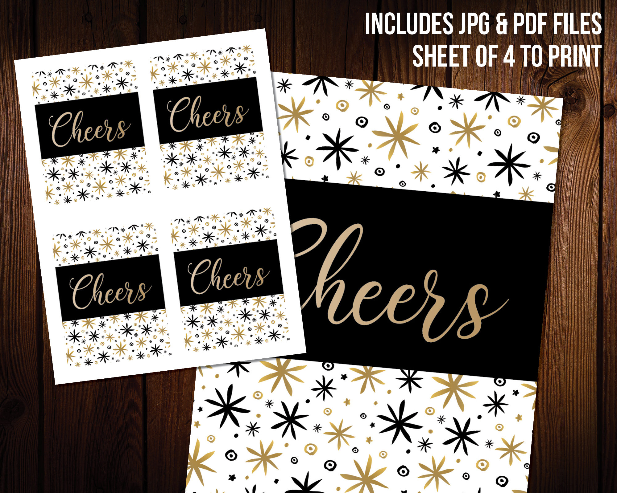 Happy New Year Printable Wine Label Bundle - Etsy