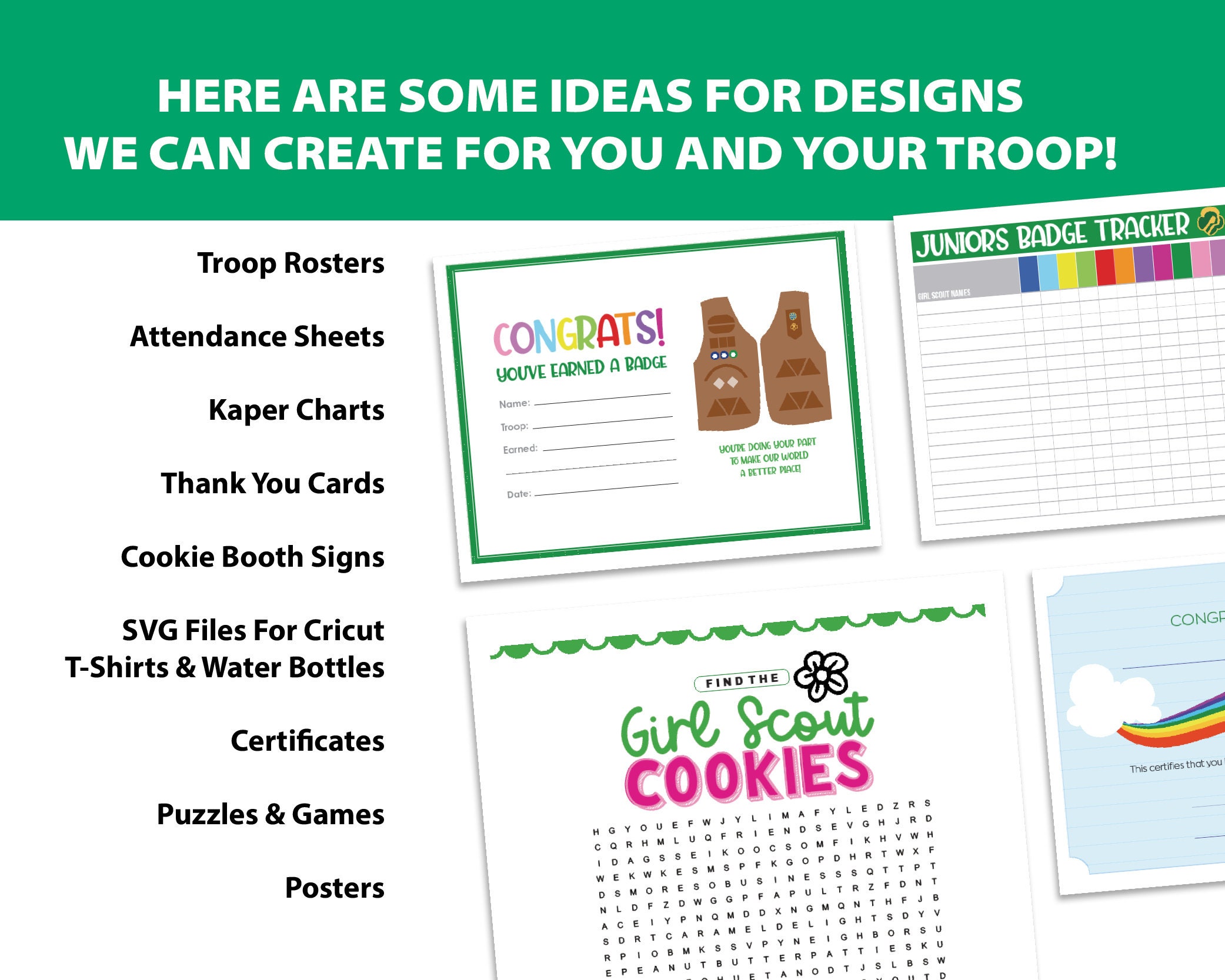 Girl Scout Custom Design Printables, Templates, Svgs - Etsy