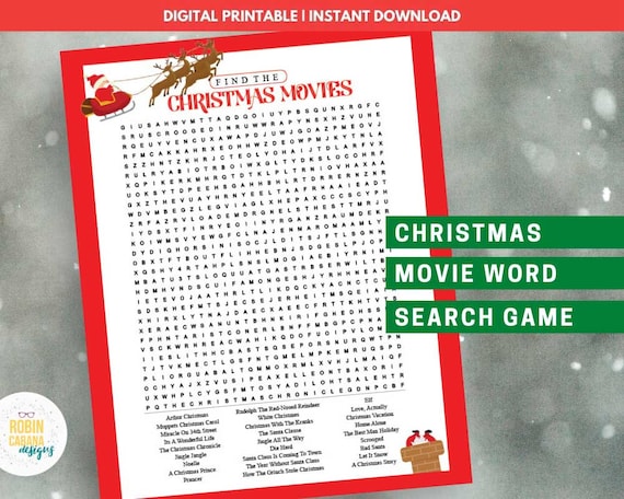 Christmas Movie Word Search Printable Game - Etsy