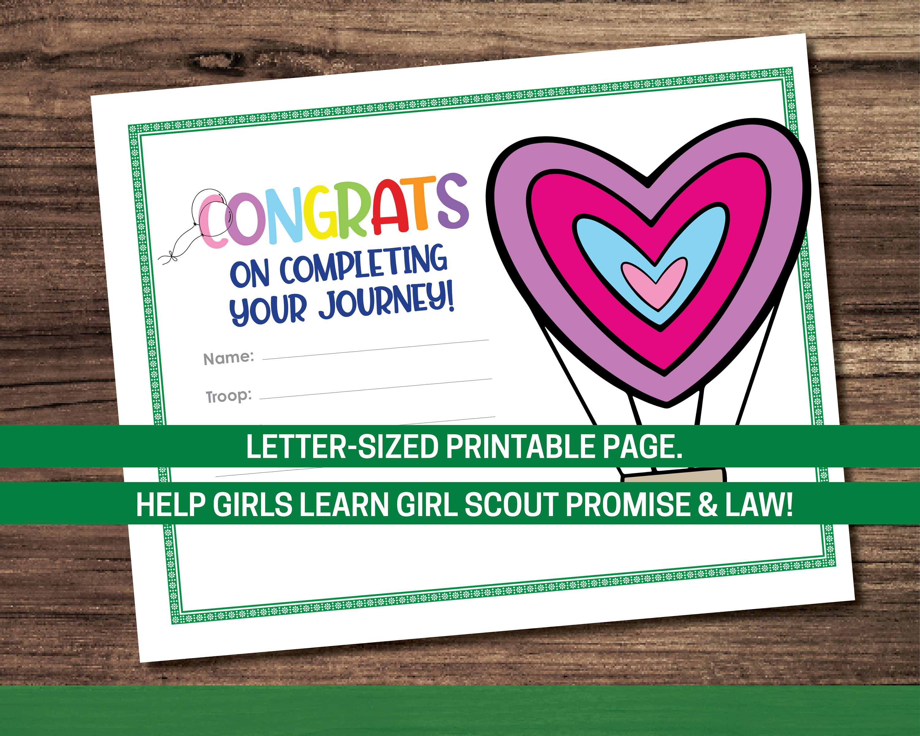 Girl Scout Journey Badge Certificate - Etsy