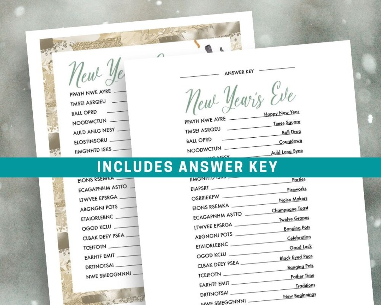 New Year's Eve Word Scramble Printable Game - Etsy