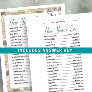 New Year's Eve Word Scramble Printable Game - Etsy