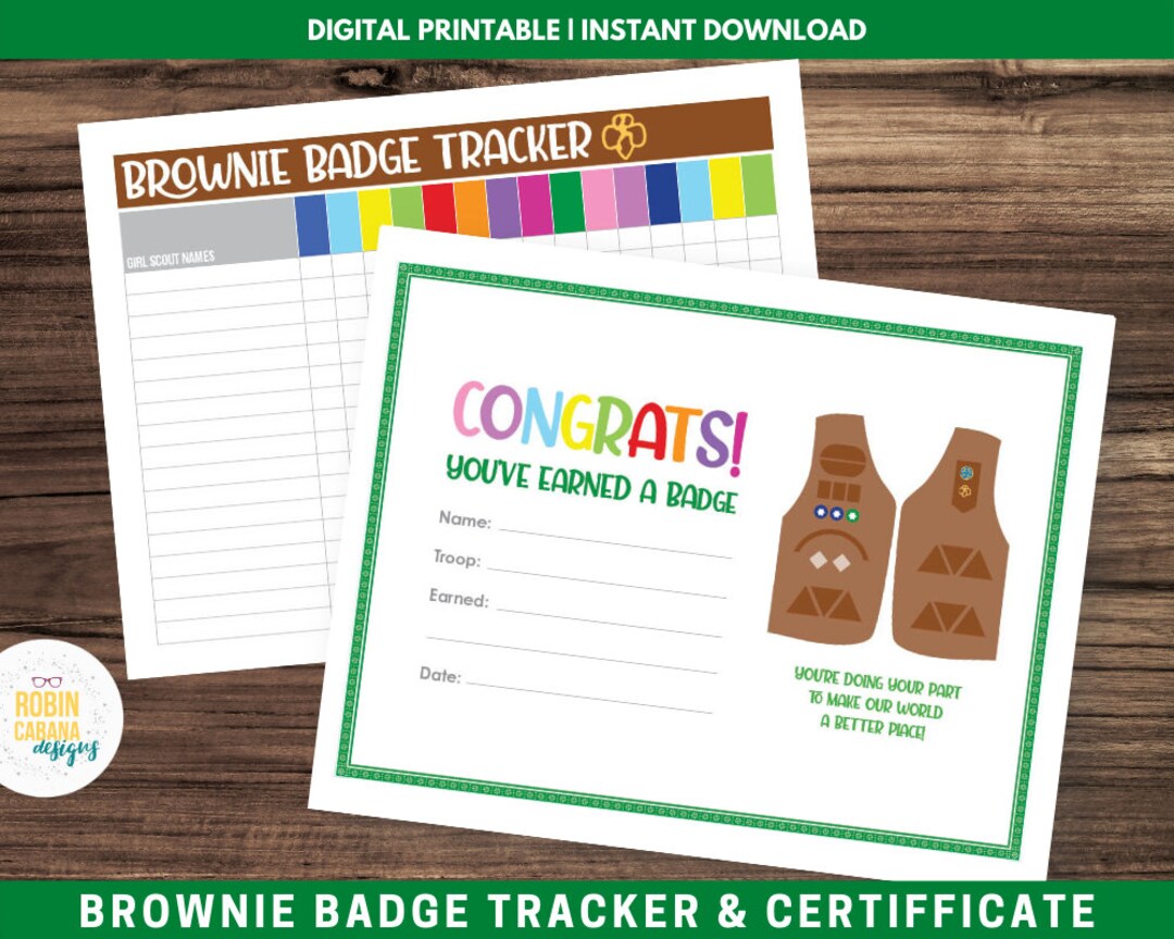 Girl Scout Brownie Badge Tracker and Certificate - Etsy Australia