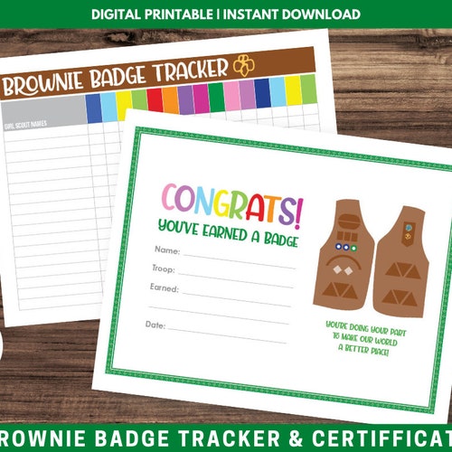 Brownie Girl Scout Badge/award Tracker Instant Download - Etsy