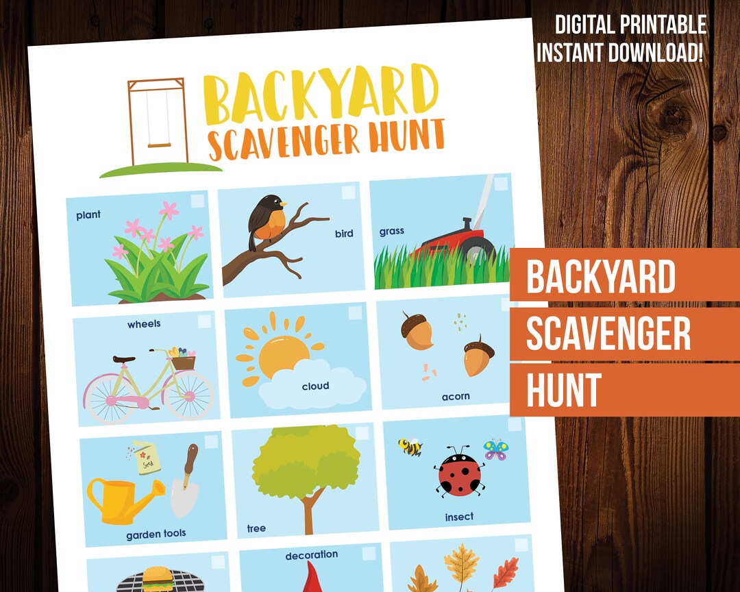 Backyard Scavenger Hunt for Kids - Printable Game - Etsy