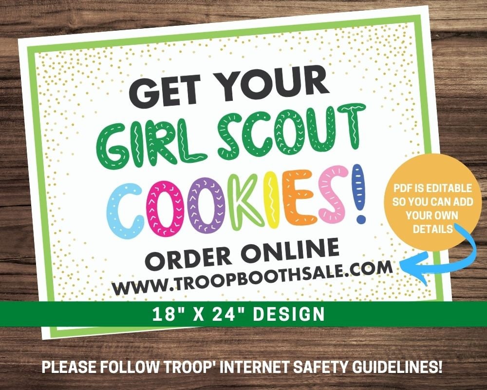 Girl Scout Cookie Lawn Sign - Editable and Printable File - Etsy