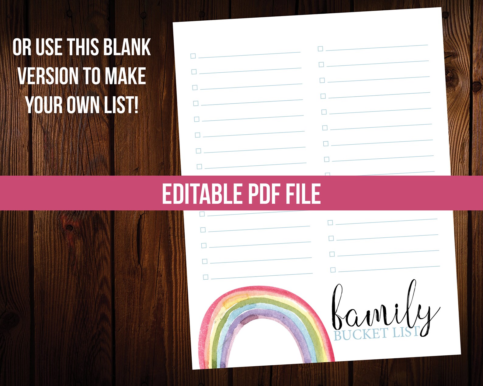 Family Fun Bucket List - Editable PDF Printable - Etsy