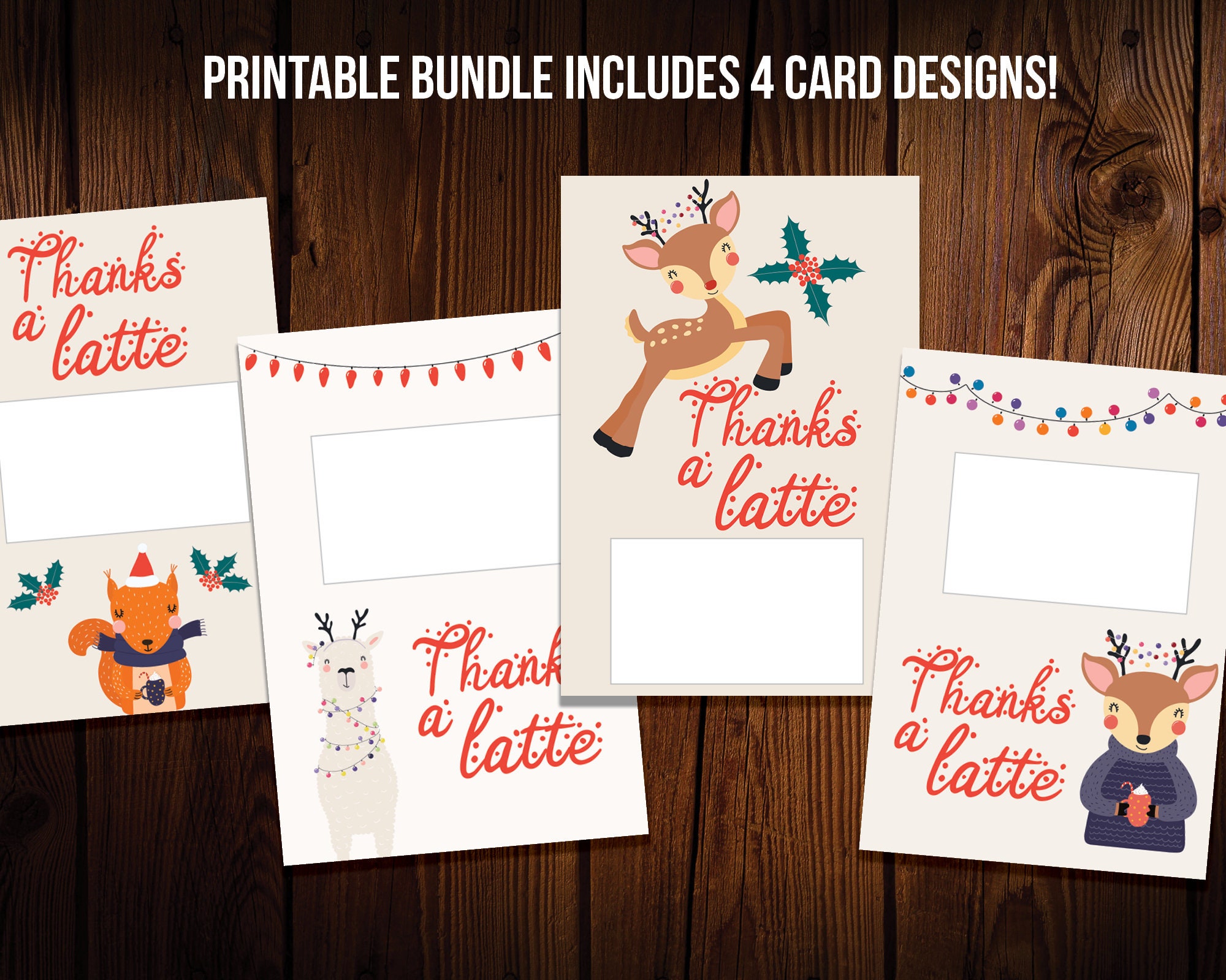 Thanks a Latte Gift Card Bundle Cute Christmas Critters - Etsy