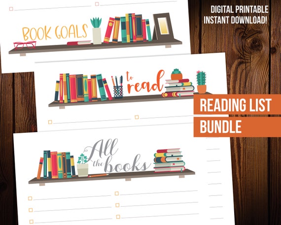 Reading Lists Book Log Printable Planner Pages | Etsy