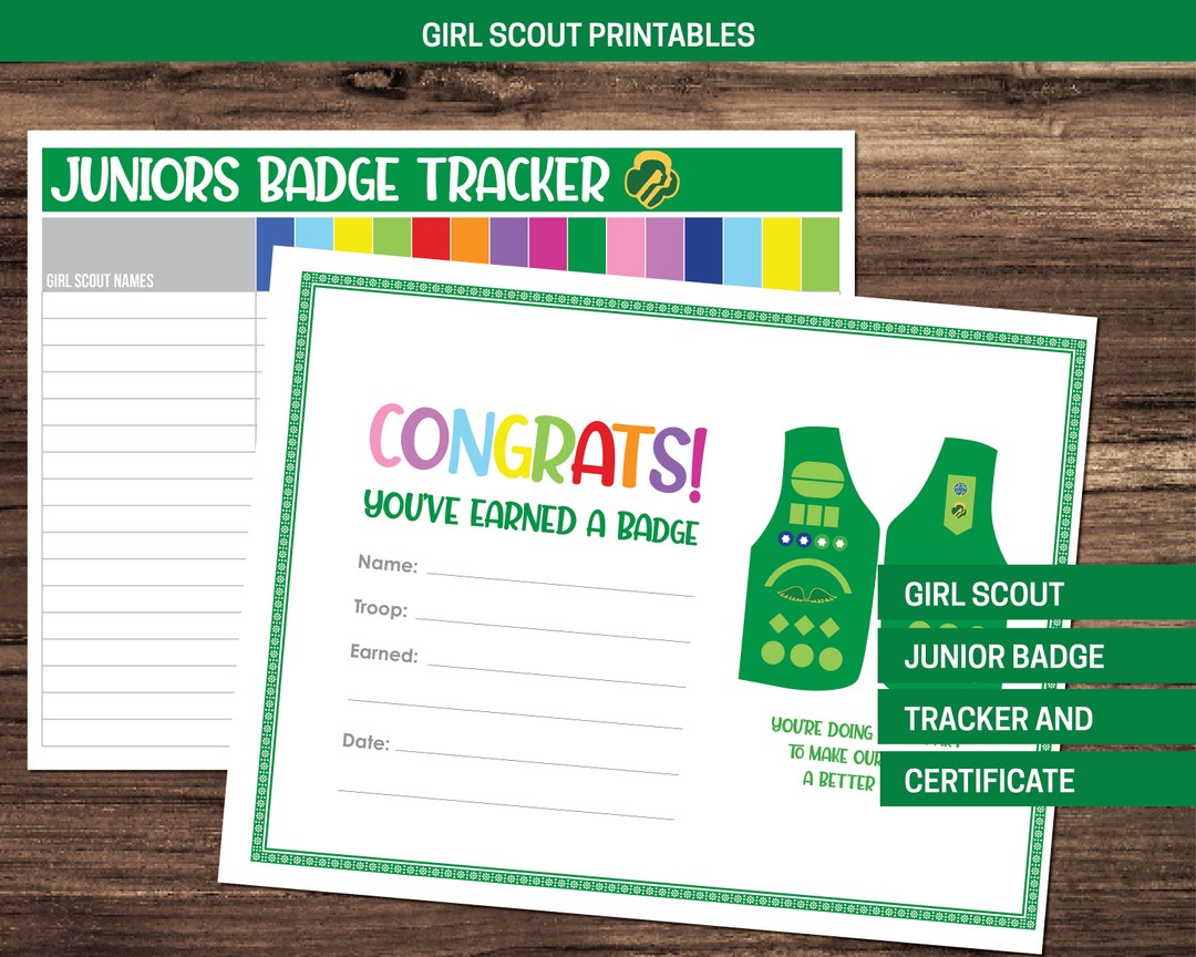 Girl Scout Junior Badge Tracker and Certificate - Etsy Australia