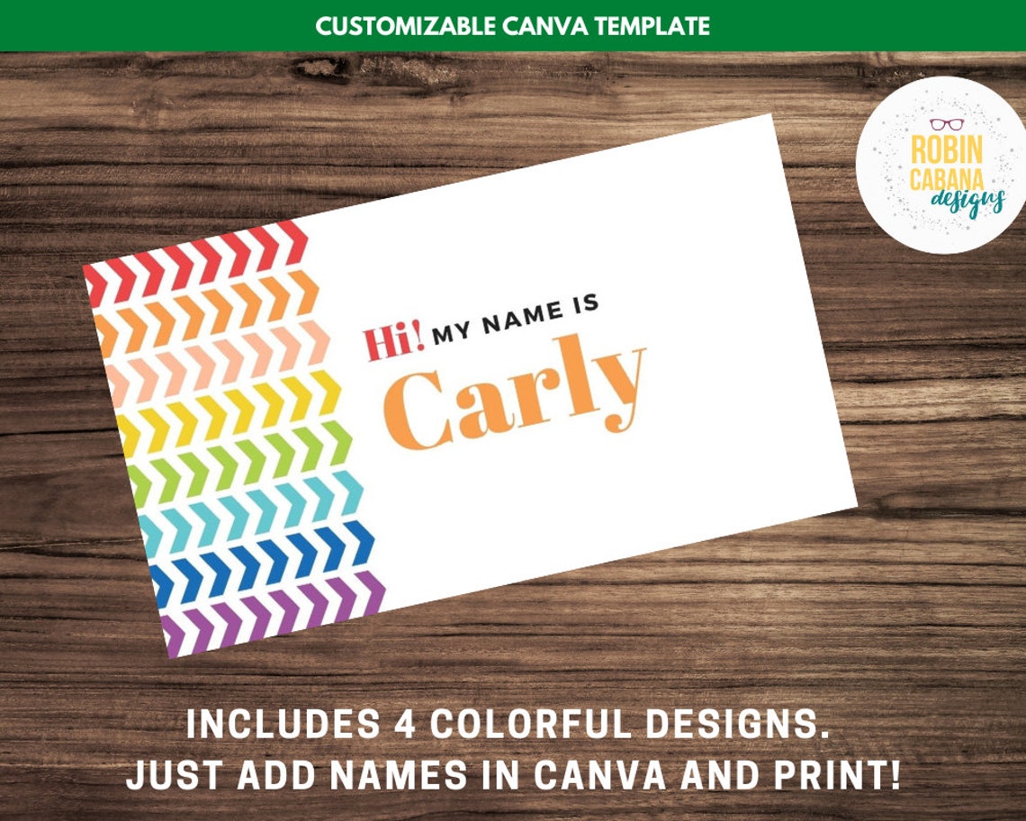 Girl Scout Rainbow Name Tags Canva Template - Etsy