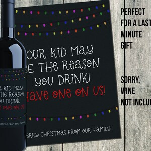 Teacher Gift Printable Christmas Wine Label customizable - Etsy