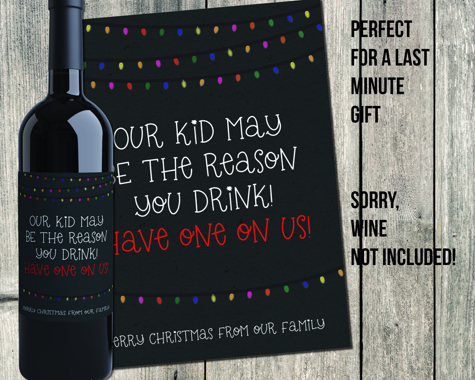 Teacher Gift Printable Christmas Wine Label customizable - Etsy