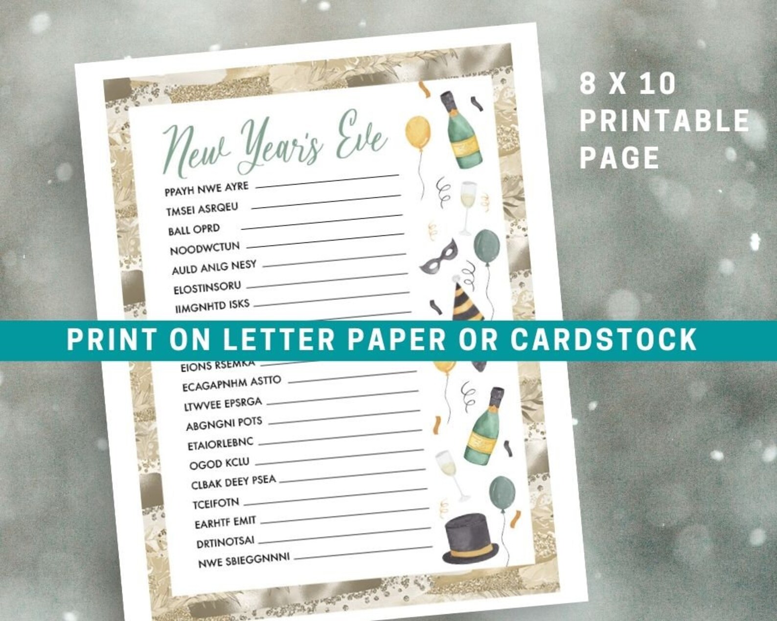 New Year's Eve Word Scramble Printable Game - Etsy