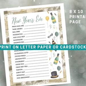 New Year's Eve Word Scramble Printable Game - Etsy