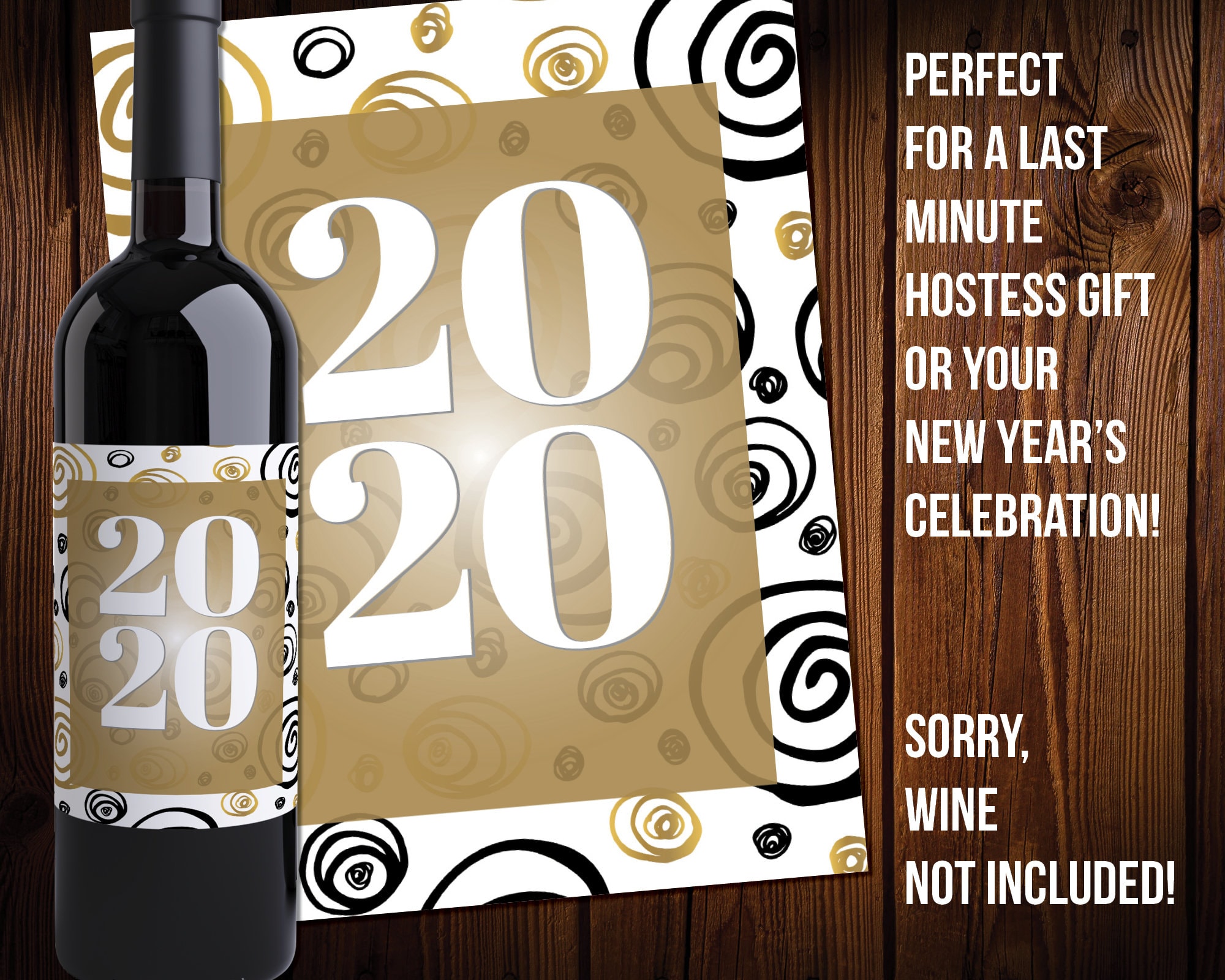 Happy New Year Printable Wine Label Bundle - Etsy