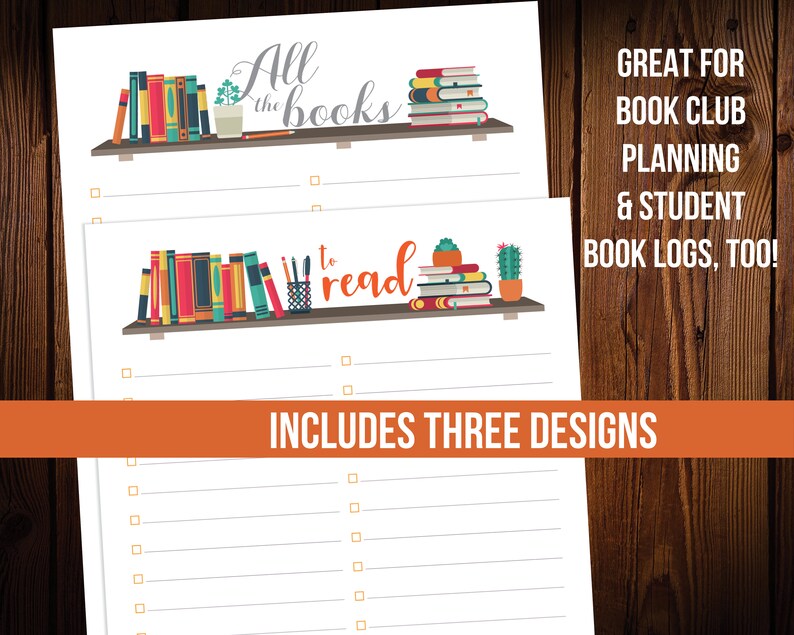 Reading Lists Book Log Printable Planner Pages - Etsy