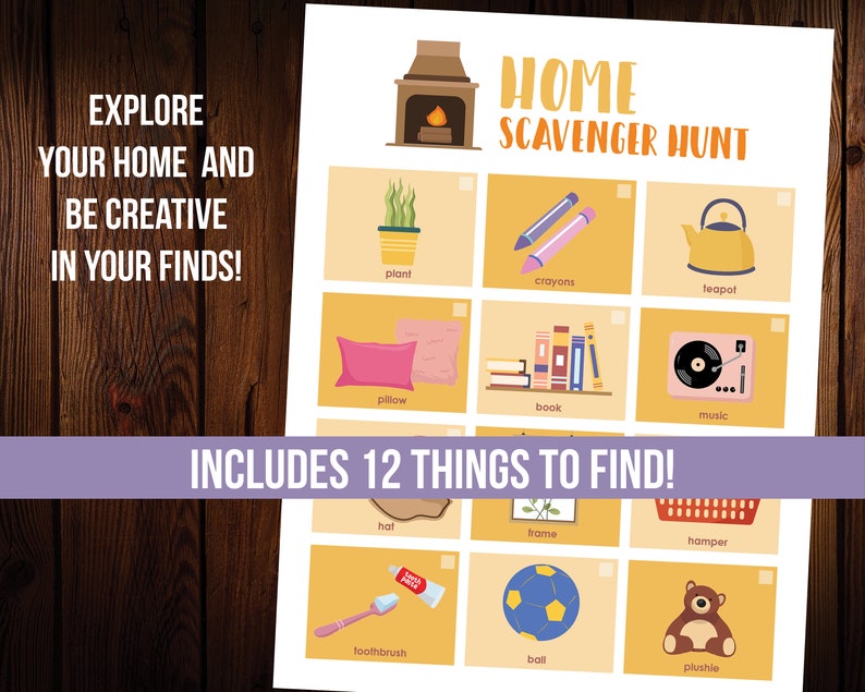 Home Scavenger Hunt for Kids Printable Game - Etsy