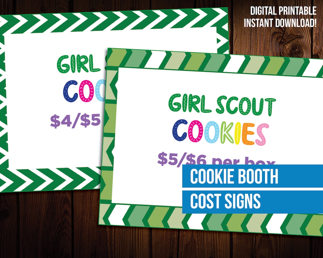 Girl Scout Cookie Booth Price Signs - Printable - Etsy